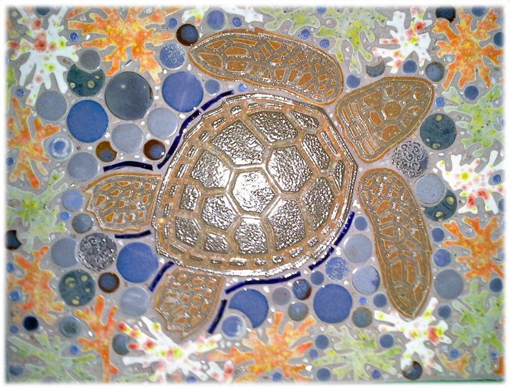 Dorsal view Honu sea turtle mosaic tile floors by Tiles with Style ...