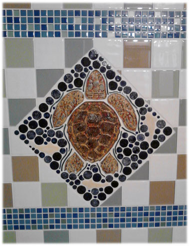 Dorsal view Honu sea turtle mosaic tile floors by Tiles with Style ...
