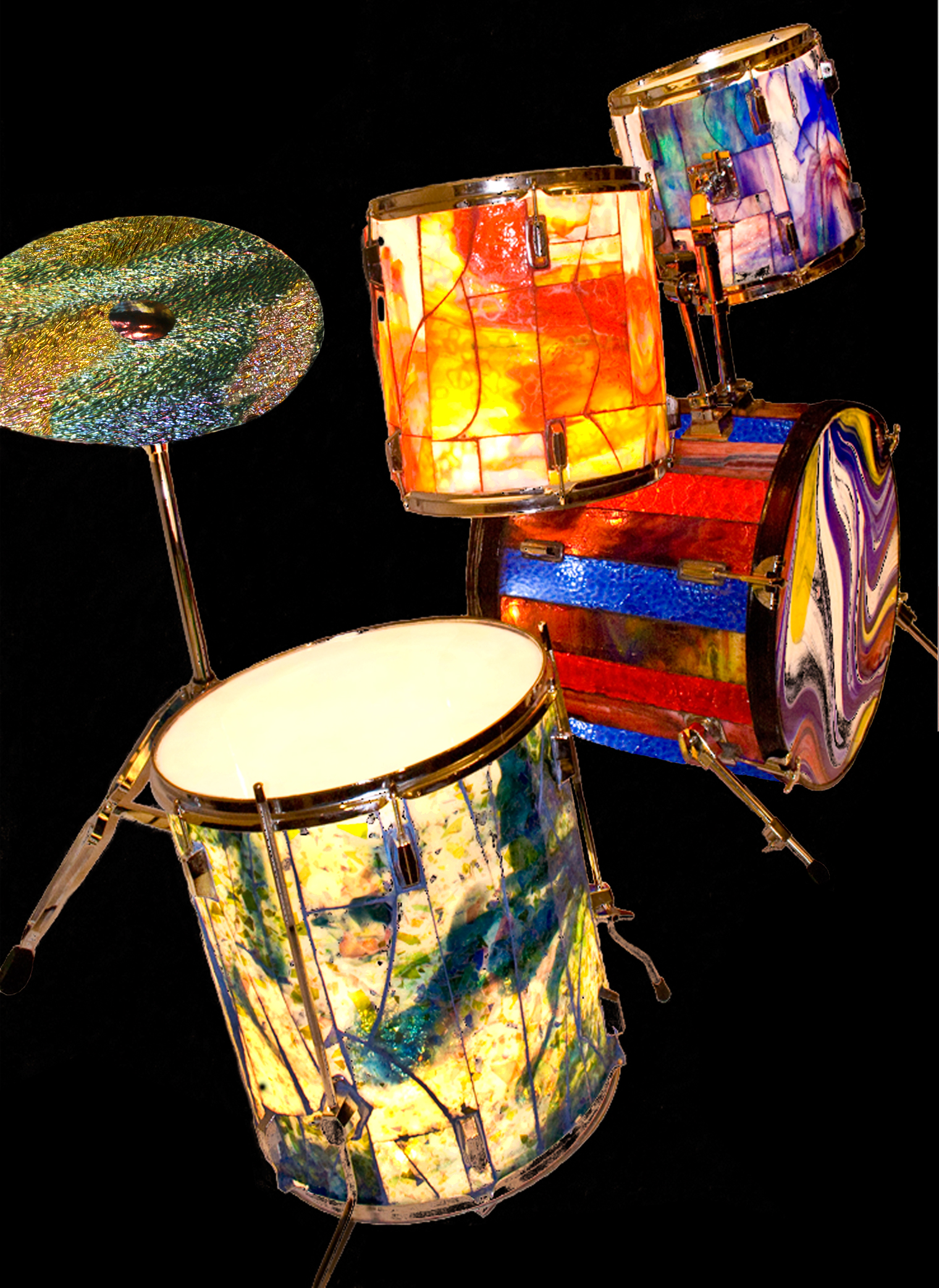 Stained Glass Illuminated Five Piece Drum Set by Stained Glass ...