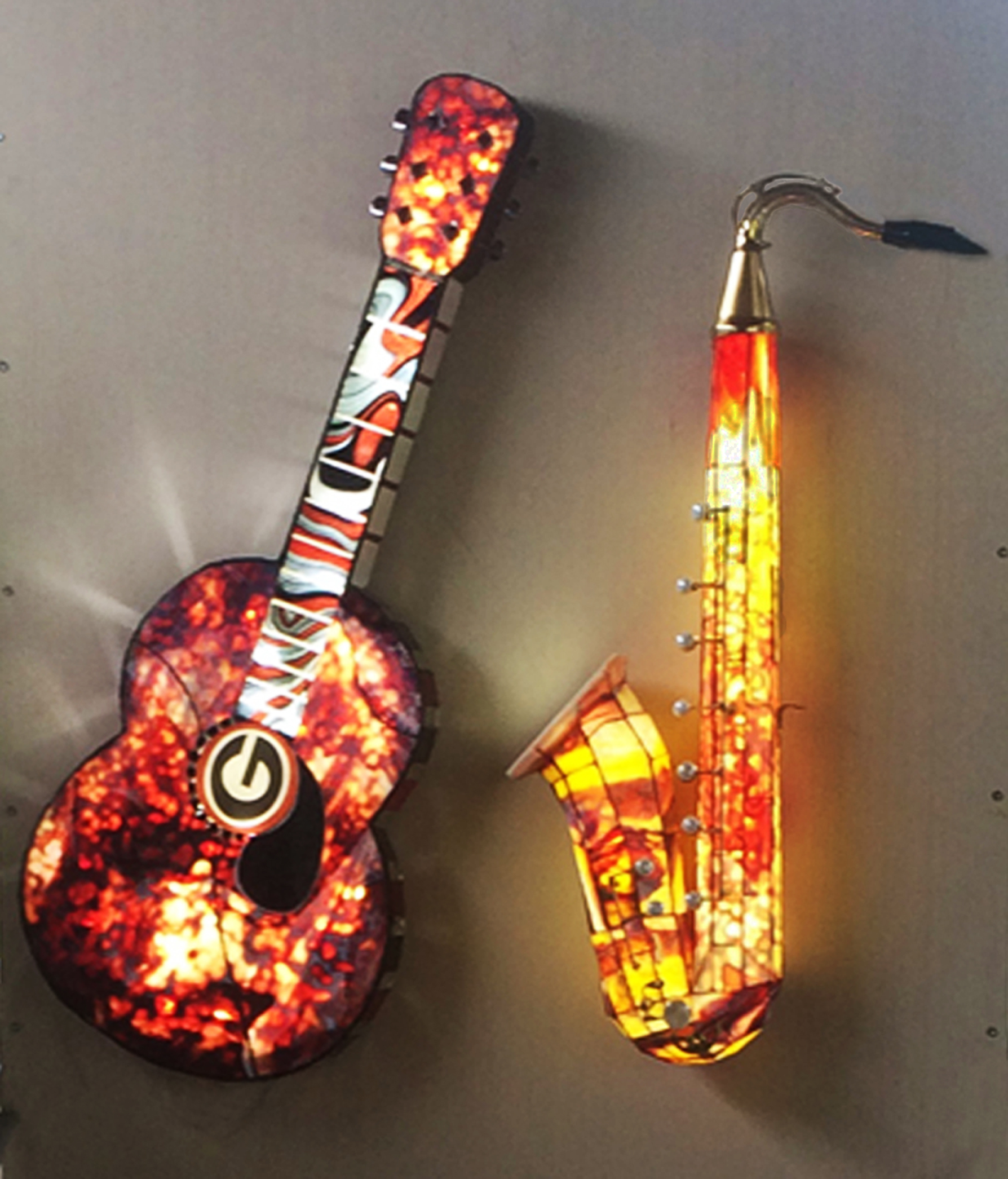 Stained Glass Illuminated Saxophone by Stained Glass Sculpture Art wins ...