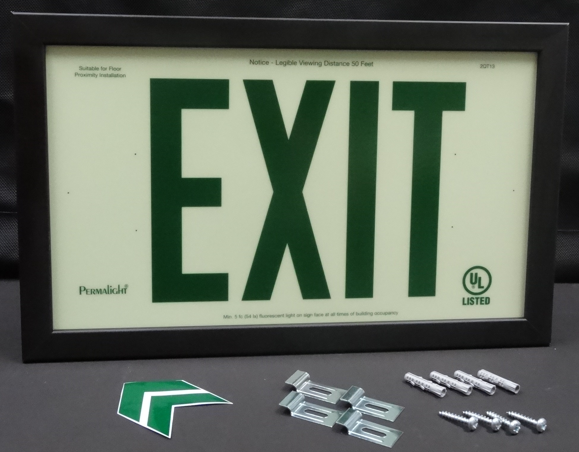 Photoluminescent EXIT Signs inside Black Aluminum Frame by American ...
